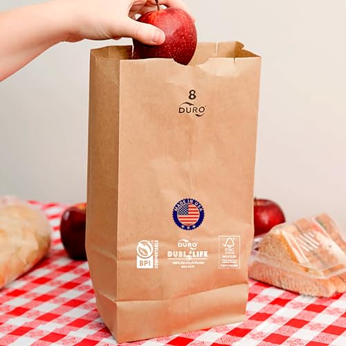 Kraft Paper Bags FSC - MADE IN USA (100ct, 8 lb)