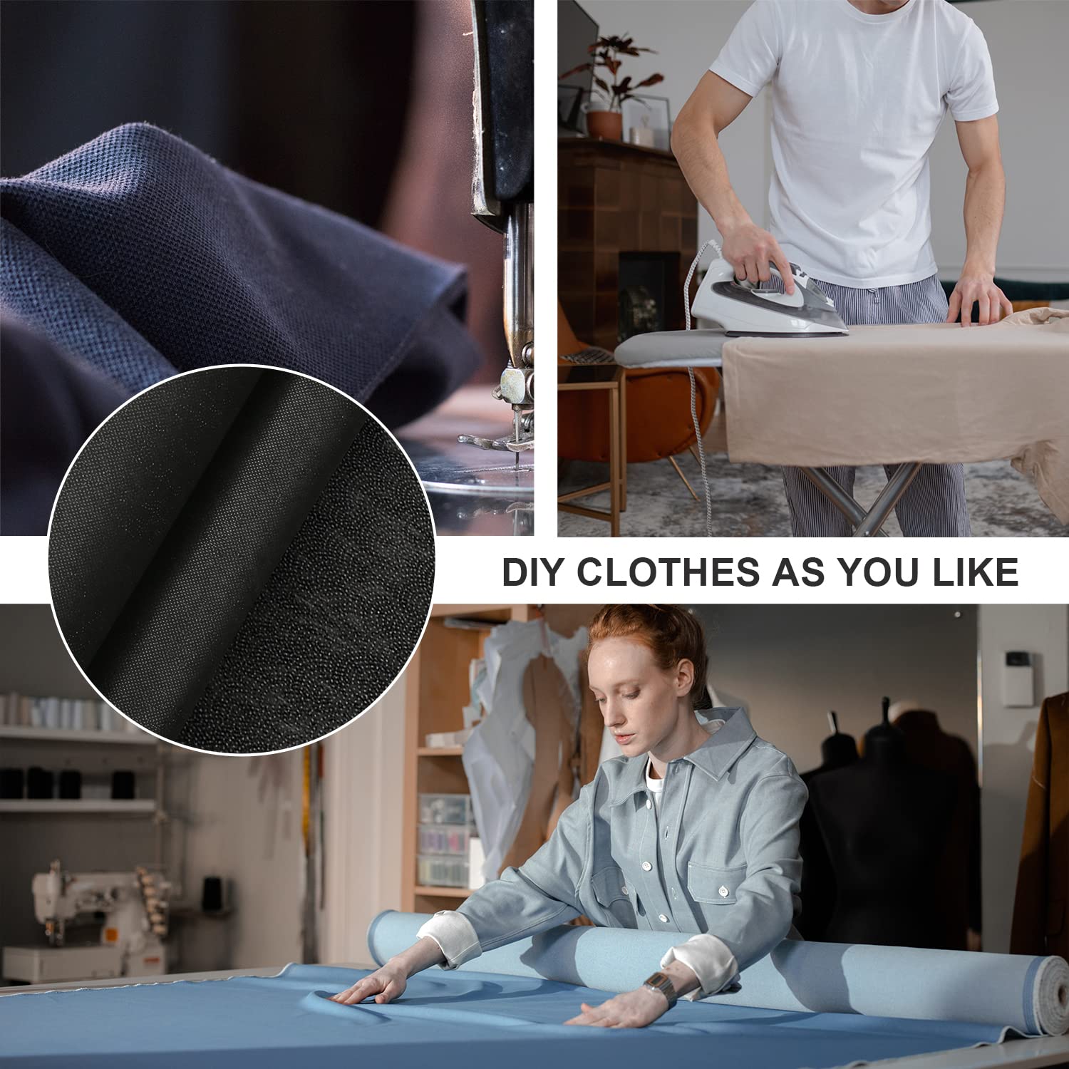 Iron-On Non-Woven, 11.4 inch x 33 yd Polyester Non-Woven Interfacing Single-Sided Interfacing Lightweight 0.07lb Iron-On Interface Dark Clothing Non-Woven for Sewing Quilting Crafting