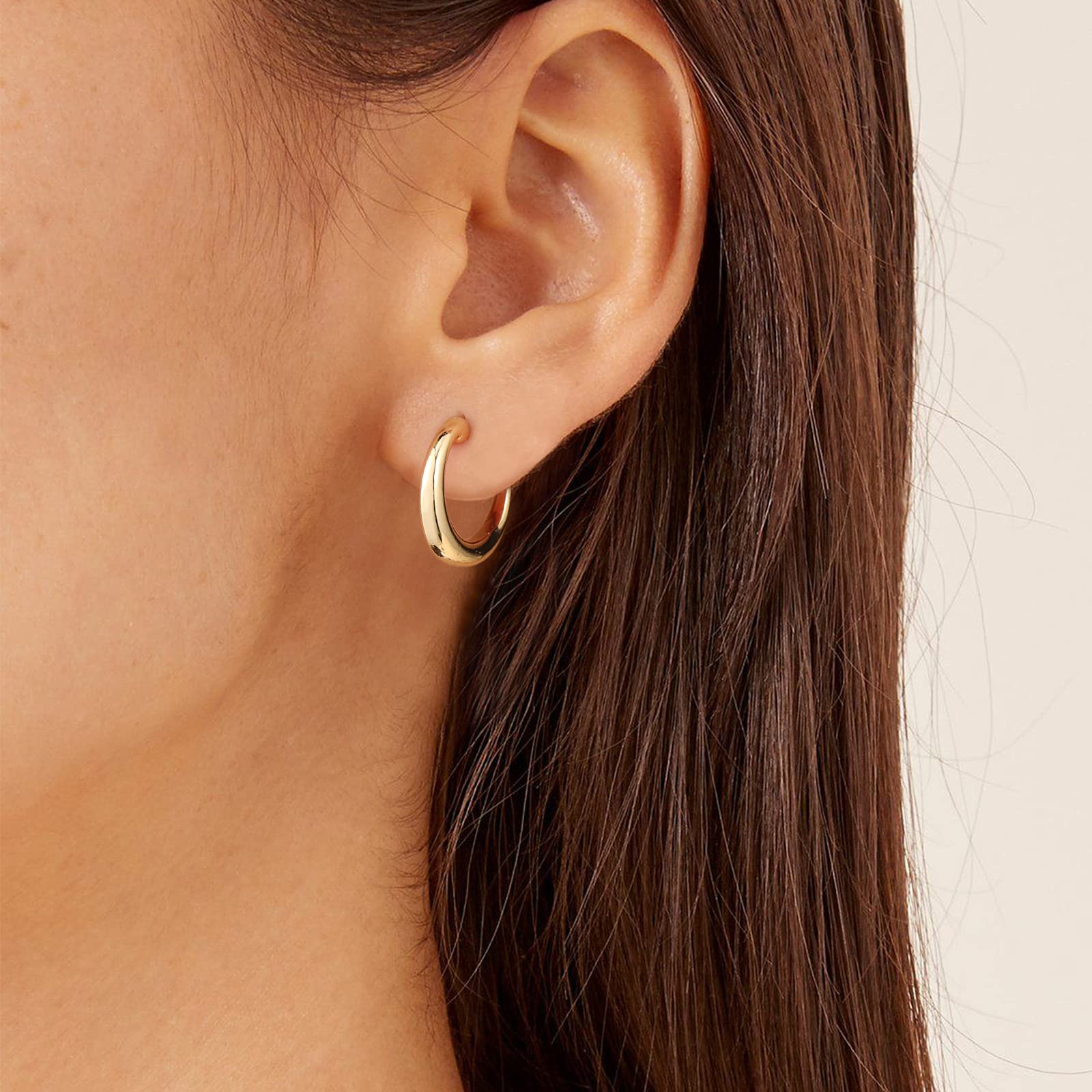 LANE WOODS Small Hoop Set: Hypoallergenic Hoop Jewelry Pack for Women 14K Gold & Silver