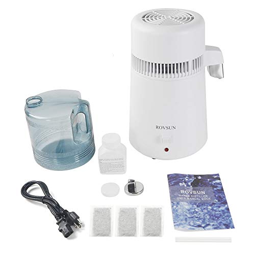 ROVSUN 1.1 Gallon/4L Water Distiller Countertop Distilled Water Machine w/BPA-Free Container & Stainless Steel Interior for Home Use, 750W Distilled Water Maker Purifier, Distilling Pure Water Maker