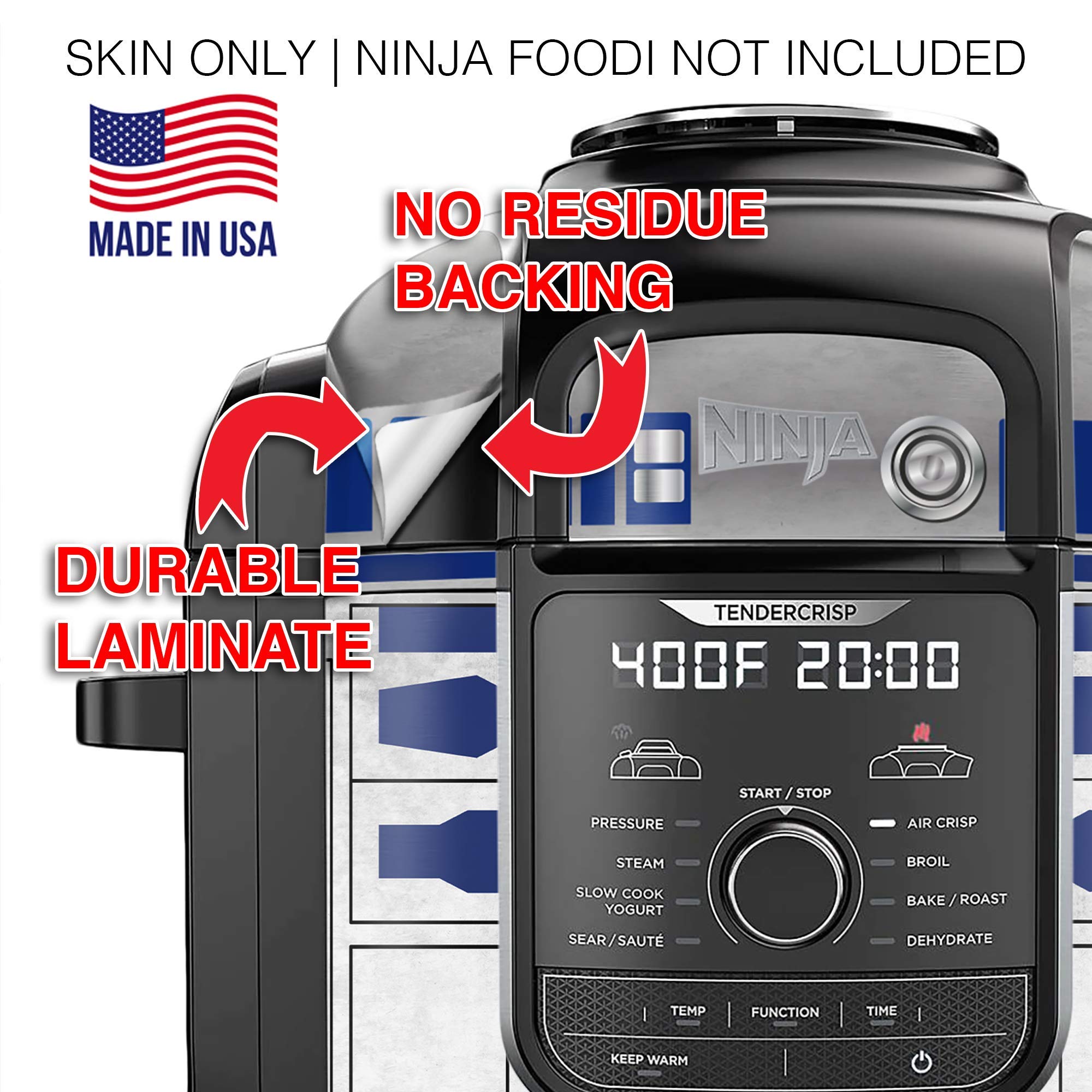 KRAFT'D Wrap for Ninja Foodi 8 Quart - QT Accessories Cover Sticker - Wraps fit Deluxe Cooker Mdl: FD402 LP3 | Droid Star