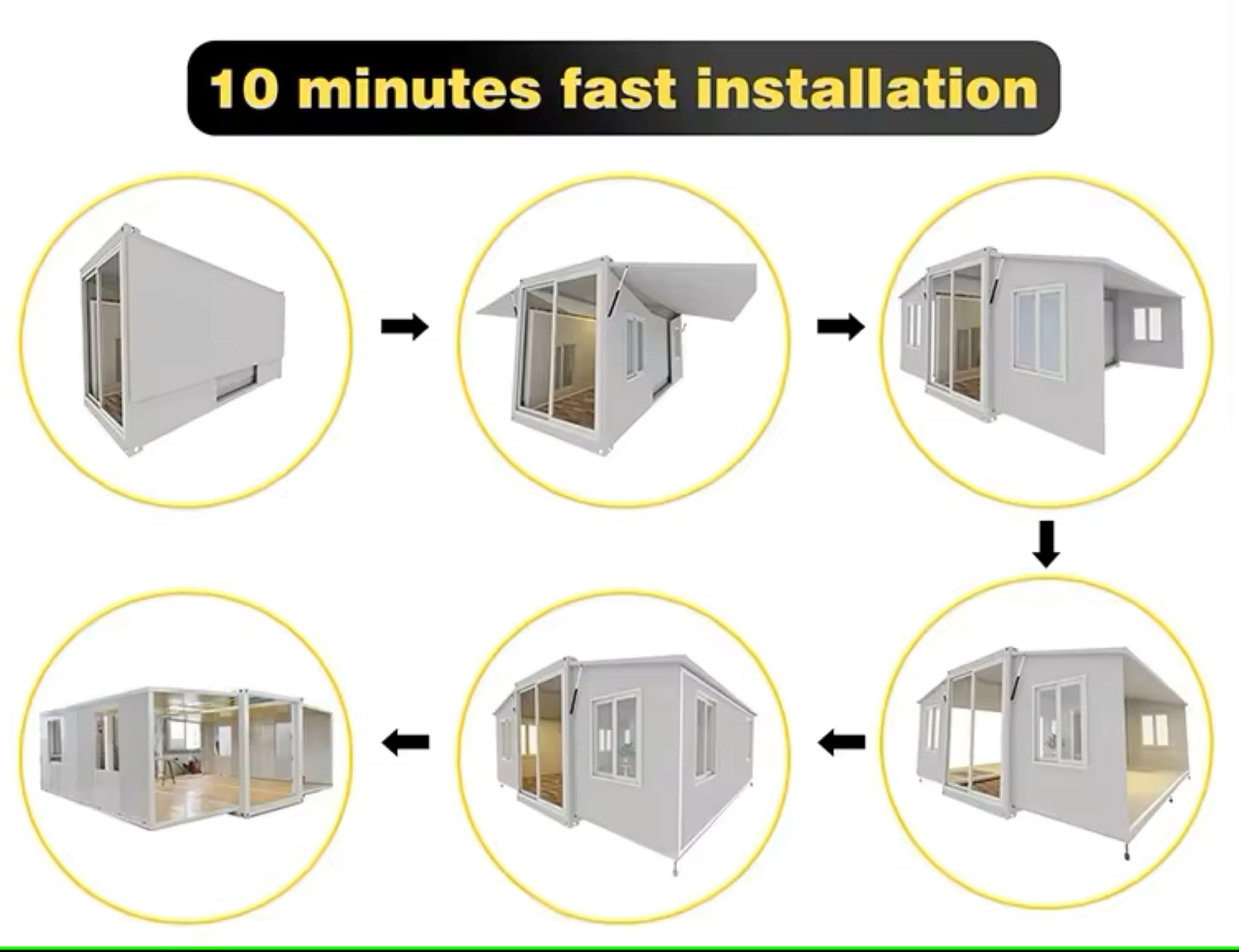 Tiny Expandable Prefab House to Live in 1 Bathroom, 3 Rooms & 1 Kitchen- Foldable House, Container Home, Portable House, Tiny House for Small Family, Modular Guest House β 19 x 20 FT (3 Bedrooms)