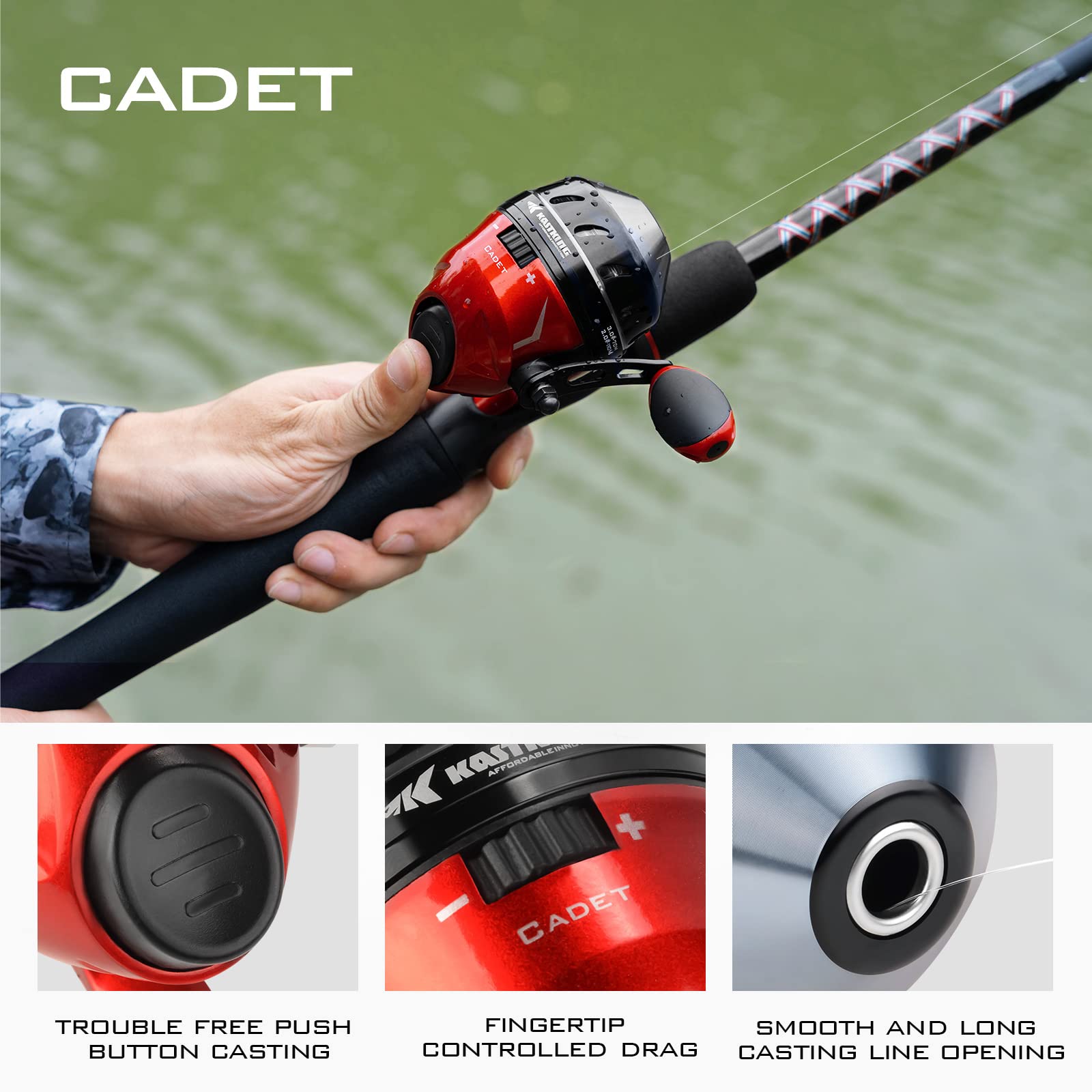 KastKing Cadet Spincast Fishing Reel, 3.1:1 Gear Ratio, Blazer Red