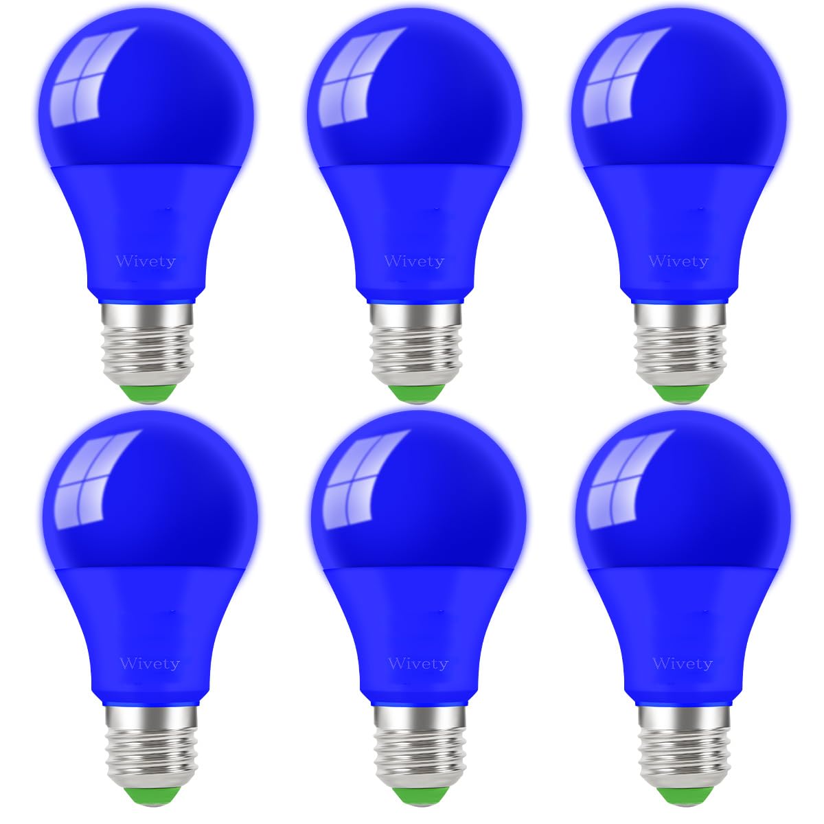 Wivety Blue Light Bulb, A19 E26 Base, 9W LED Blue Lightbulbs for Outdoor Porch, Indoor Party Decoration, Holiday Lighting, Halloween Decor, Christmas Decoration, (6 Packs)