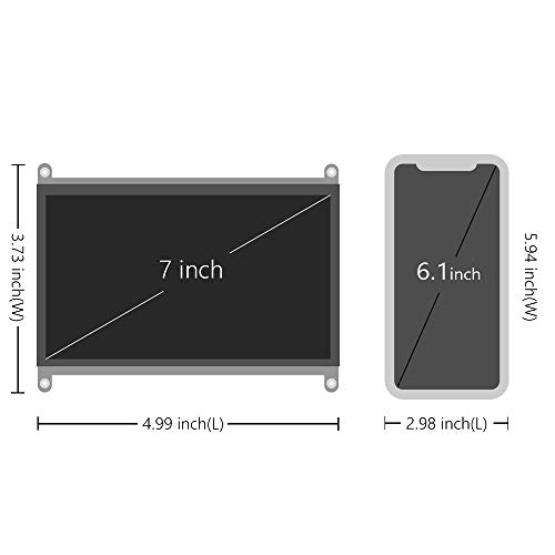 JUN-ELECTRON Portable Monitor with Acrylic Case 7 inch Screen - IPS Capacitive Display 1024x600 - Compatible for Raspberry Pi 4, Win10 IOT and Laptops - Adjustable Angle (Touch Function)