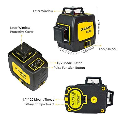 Laser Level, 3x360 3D Green Laser Level for Construction, 3 Plane Leveling and Alignment Cross Line Laser Level Self Leveling Kit, Laser Level Tool with 12 Lines, class II, 1mW