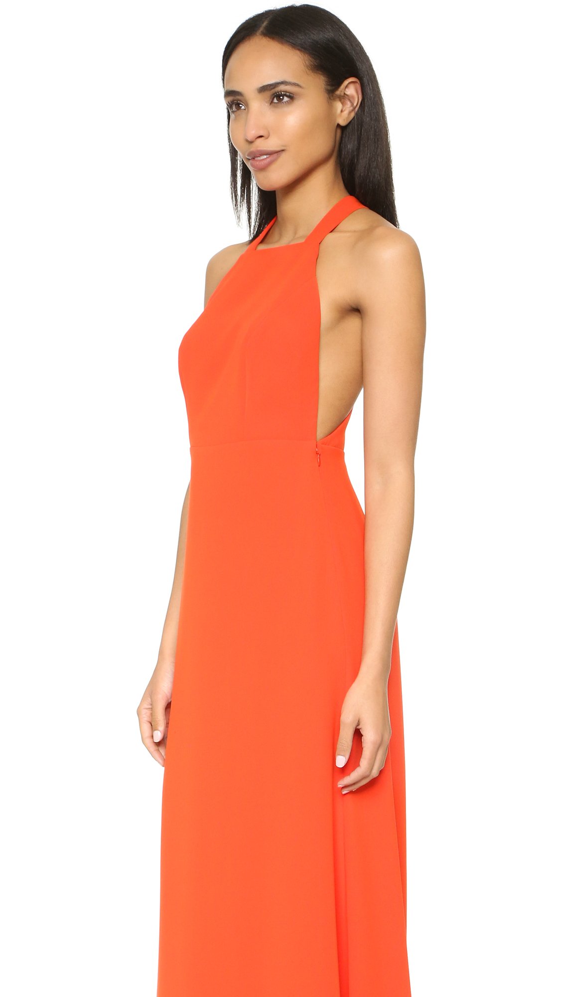 Jill Jill Stuart Women's T-Strap Sleeveless A-Line Gown, Tangerine, 8