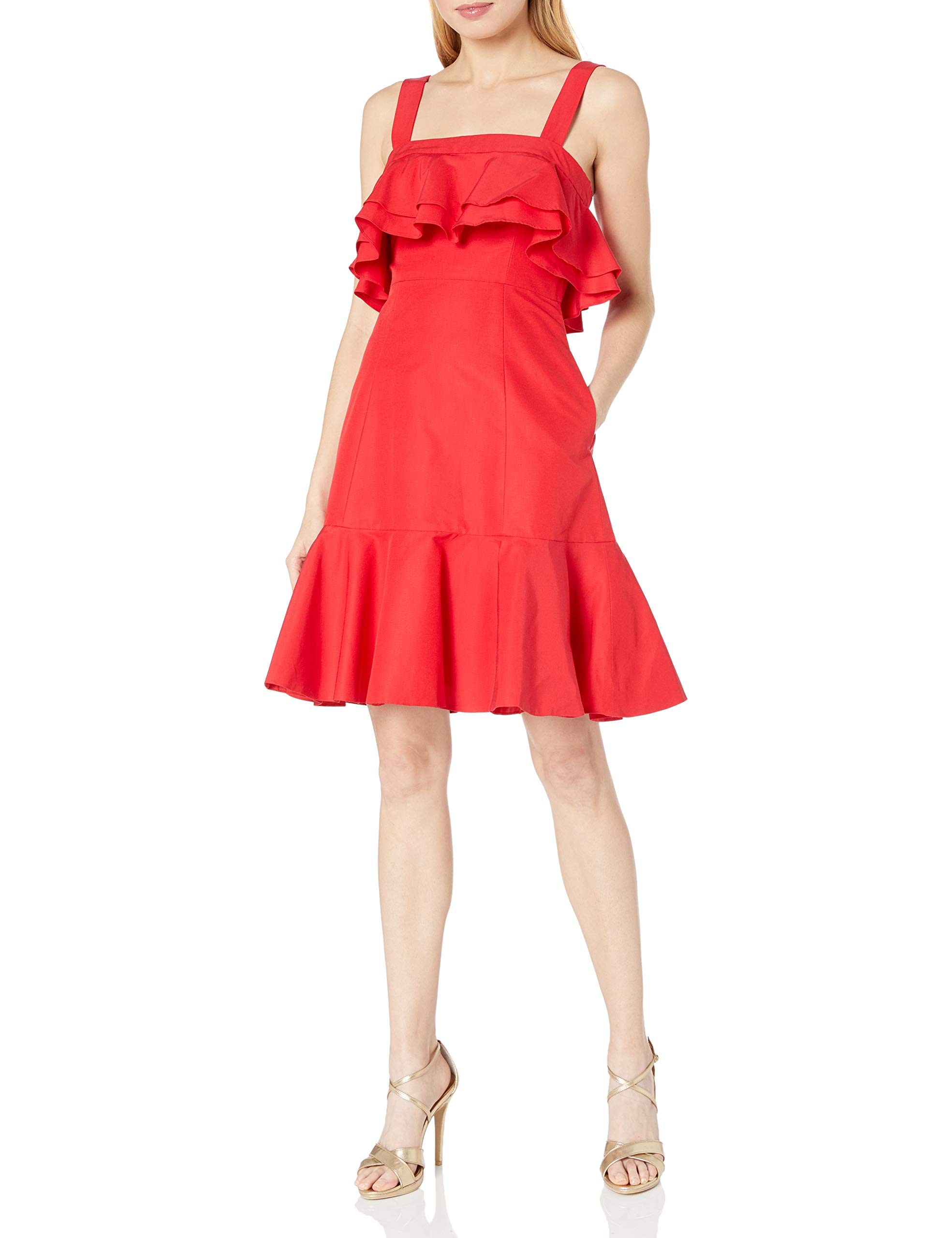 Jill Jill Stuart Women's Ruffle Tiered Spaghetti Strap Dress, Poppy, 2