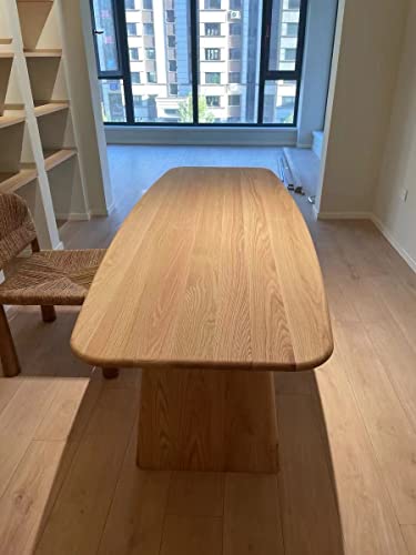 SUSUO Retangle Dining Table, 70.9" L x 31.5" W Mid-Century Modern Double Pedestal Table Leisure Coffee Table Rectangular for Dining Room Kitchen, Farmhouse Solid Wood Furniture