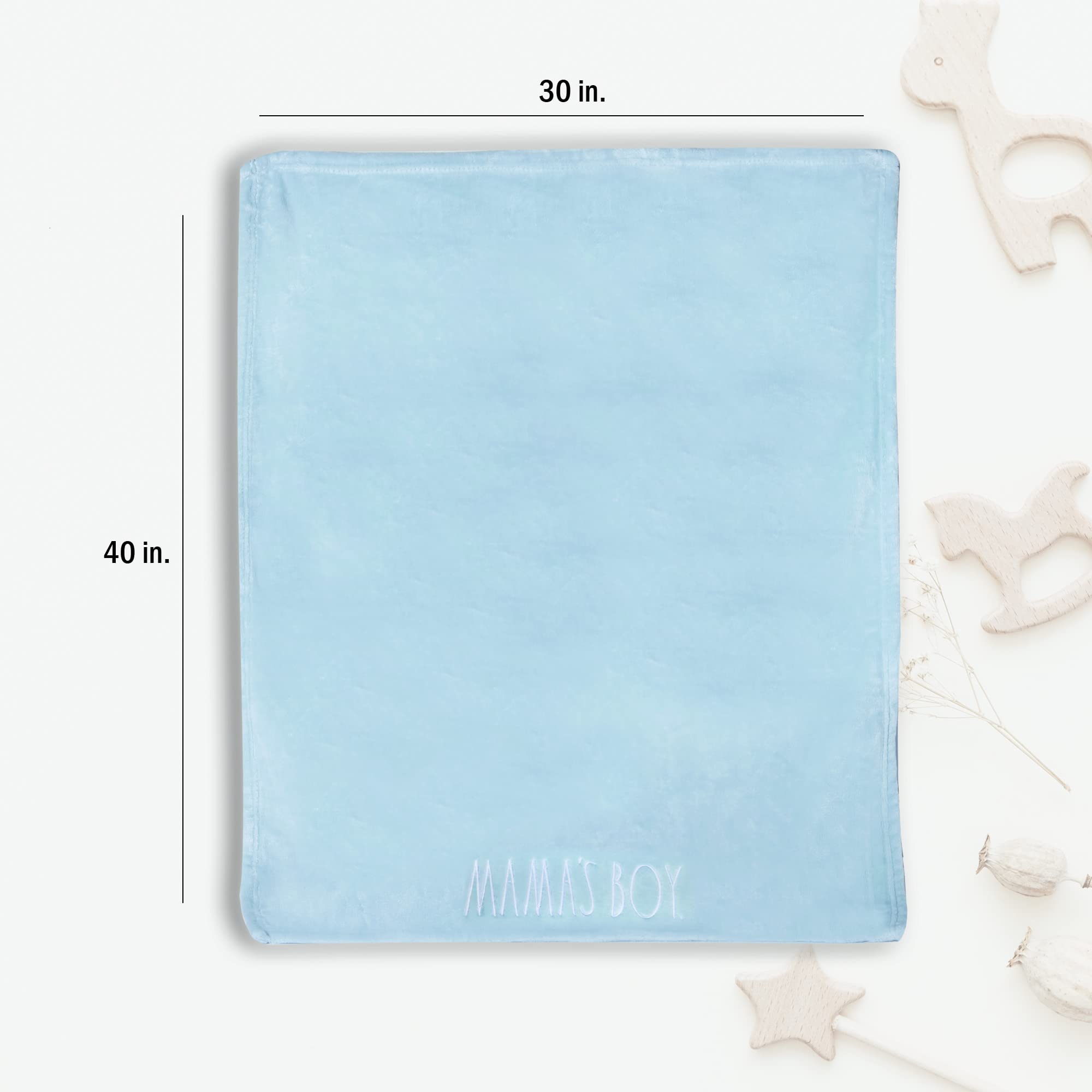 Rae Dunn Baby Blanket, Cozy, Super Soft, Fuzzy Throw Blanket for Newborn, Infant, Toddler, Receiving Blanket, Blankets for Crib, Stroller, Blue