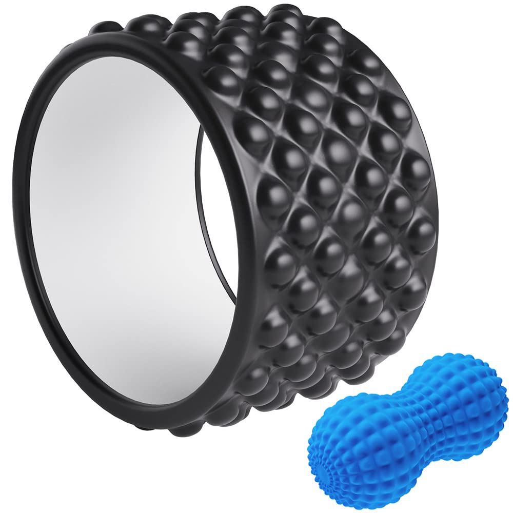 Kipika Foam Roller with Peanut Massage Ball, Yoga Wheel, Back Roller for Back Pain Relie, Muscle Treatment and Back Cracking, 12" Height 7" Width