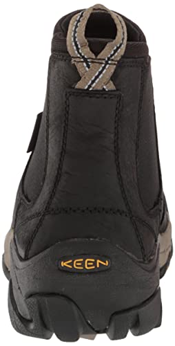 KEEN Women's Targhee 2 Pull On Mid Height Leather Chelsea Boot, Black/Brindle, 9