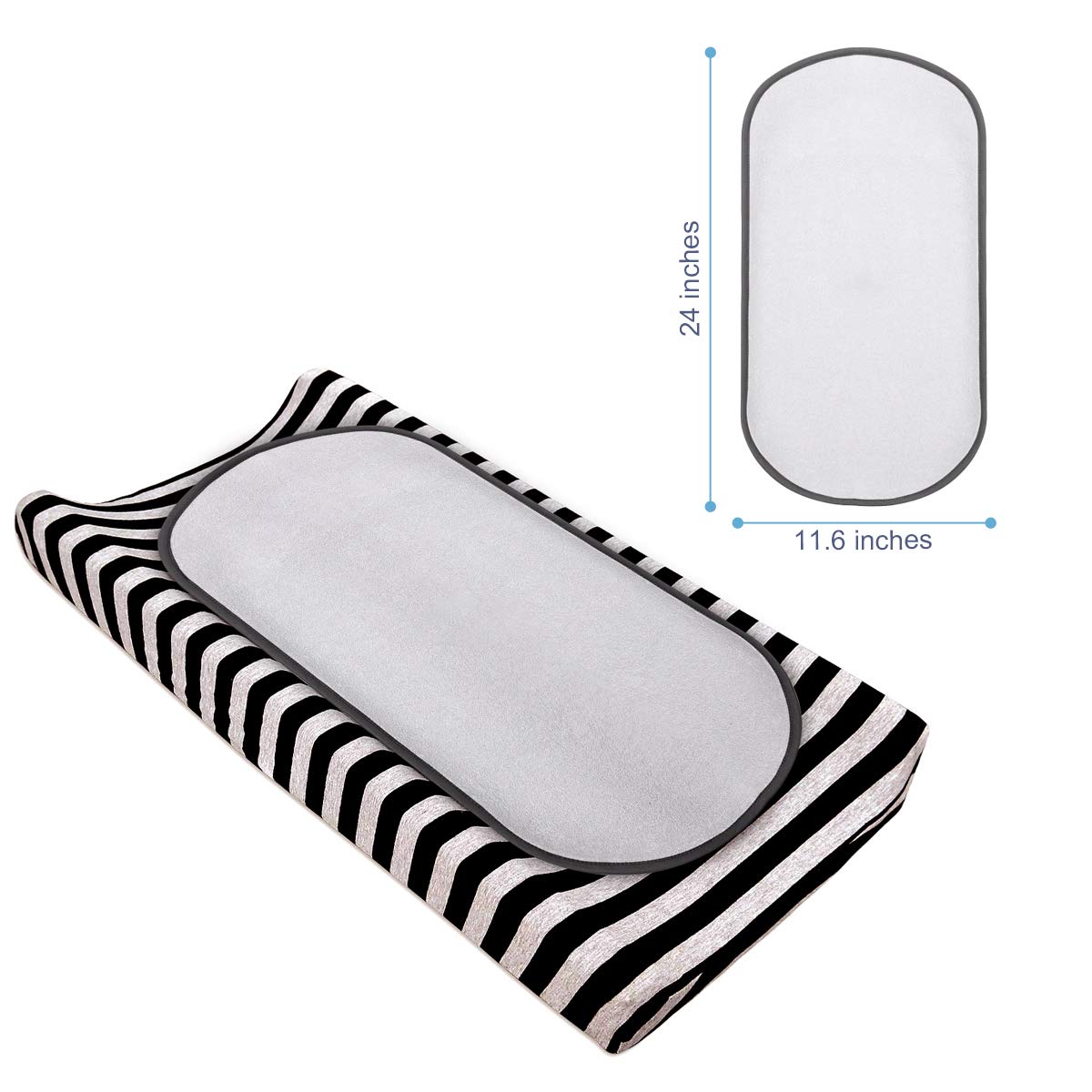 Hrzeem Changing Pad Liners, Waterproof Washable Reusable Changing Pad Cover, Soft Bamboo Surface, 11.6 x 24 inches, 4 Count