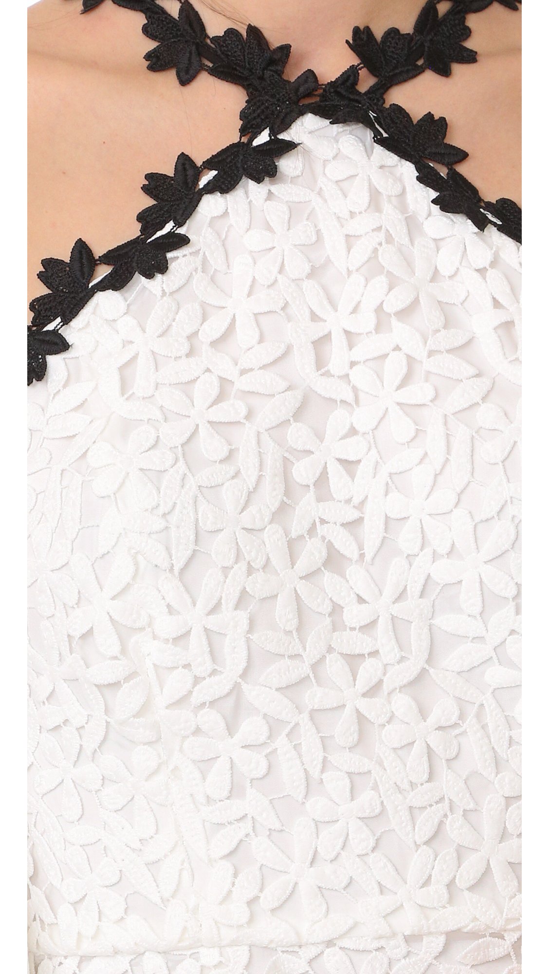 Jill Jill Stuart Women's Long Lace Gown, Off White/Black, 4
