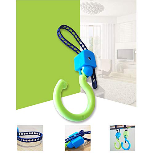 JCBIZ 2PCS Hanger Hook 360 Degree Rotate Swivel Baby Stroller Hooks Hanging Pram Cart Holder Clips Accessories Multi Purpose Blue+Orange