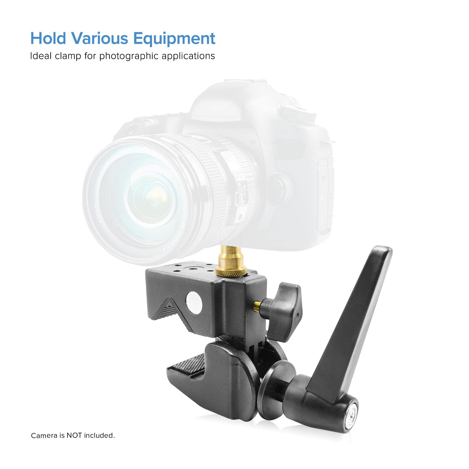 LimoStudio [1 Pack] Super Clamp with Standard Metal Stud 1/4" & 3/8" Screw for Photo Video Studio, Multi Purpose Use, AGG1108