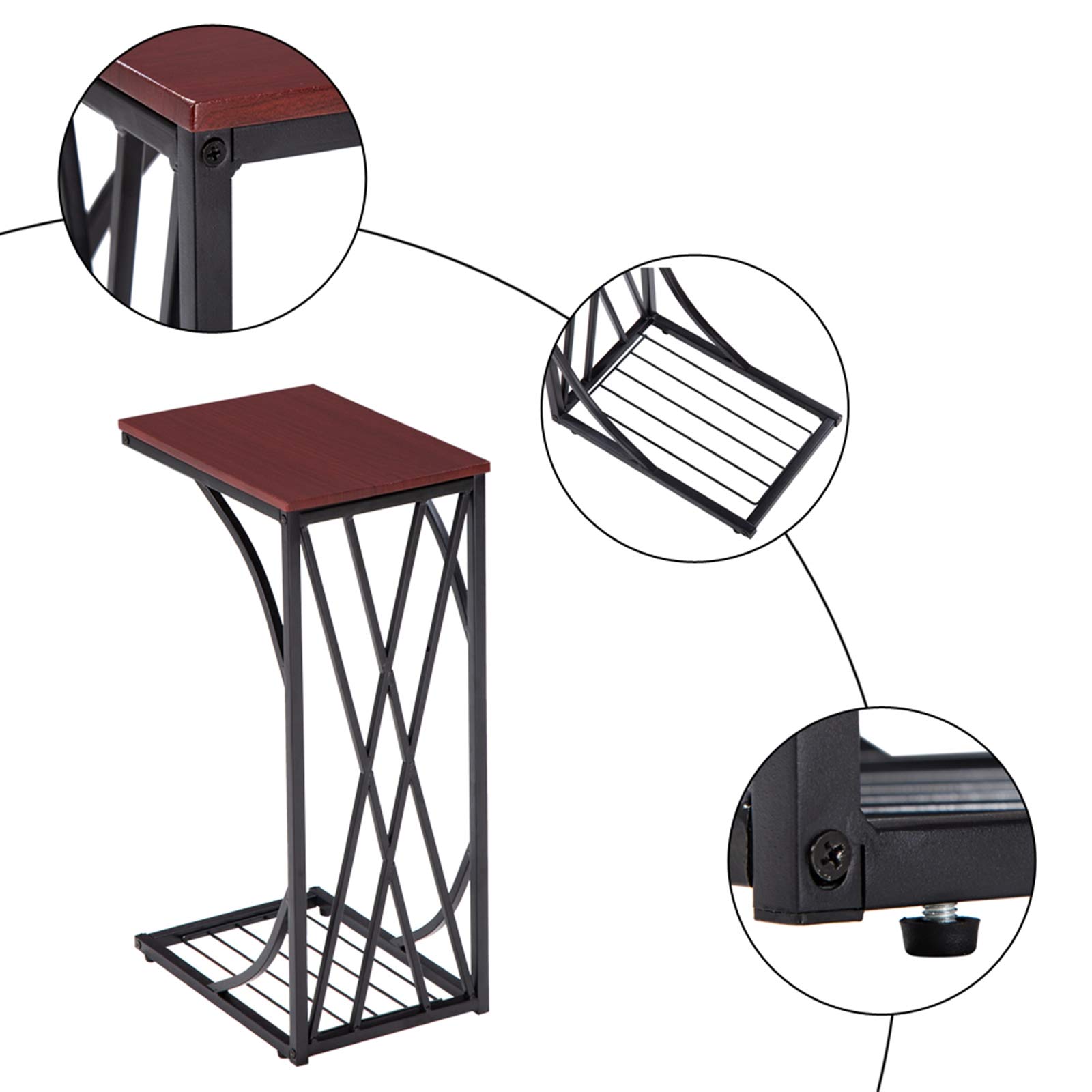 HEYBEC Multipurpose Side Table with Geometric Wooden Design