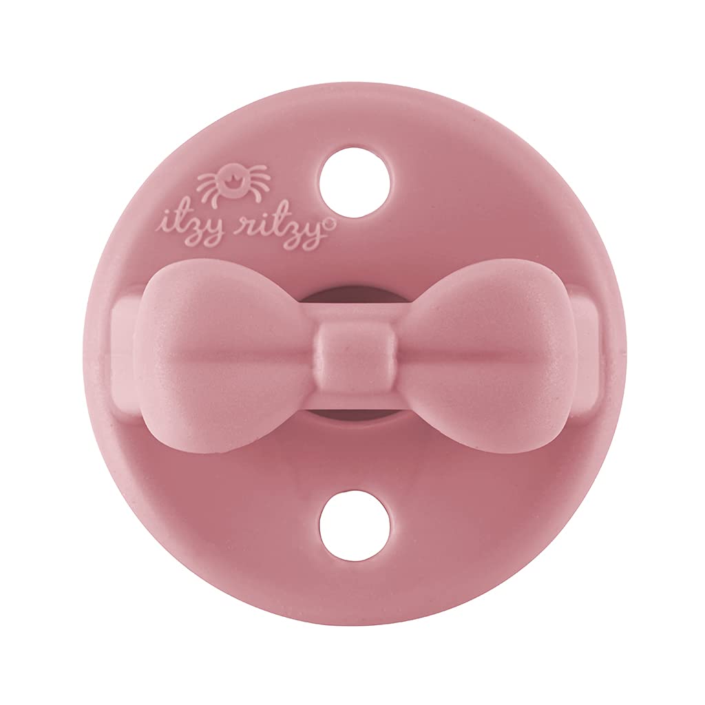 Itzy Ritzy Silicone Orthodontic Pacifiers - Sweetie Soother Pacifiers with Collapsible Handle & Two Air Holes for Added Safety, Baby Pacifiers for Ages 0-6 Months (Ballet Slipper & Primrose)