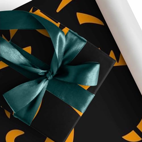 InterestPrint Halloween Orange Smilies Gift Wrapping Paper Roll for Christmas Decorations Them Party Decor, DIY 3 Pieces
