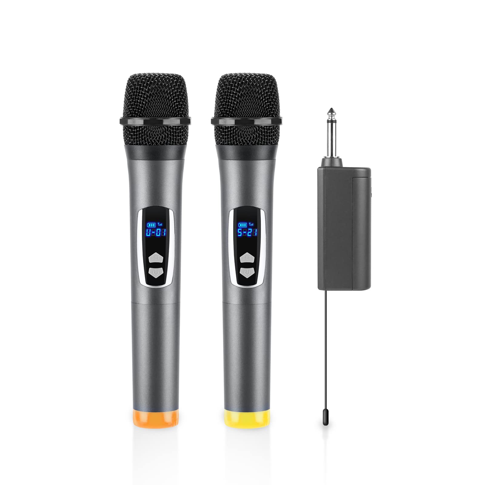miracle,m M900HA - Bluetooth Wireless Microphones, UHF Metal Dual Handheld Dynamic Mic Karaoke System with Rechargeable Receiver