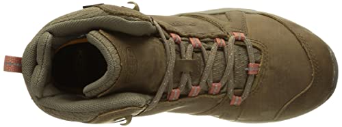 KEEN womens Terradora 2 Mid Height Leather Waterproof Hiking Boot, Brindle/Redwood, 7.5 US