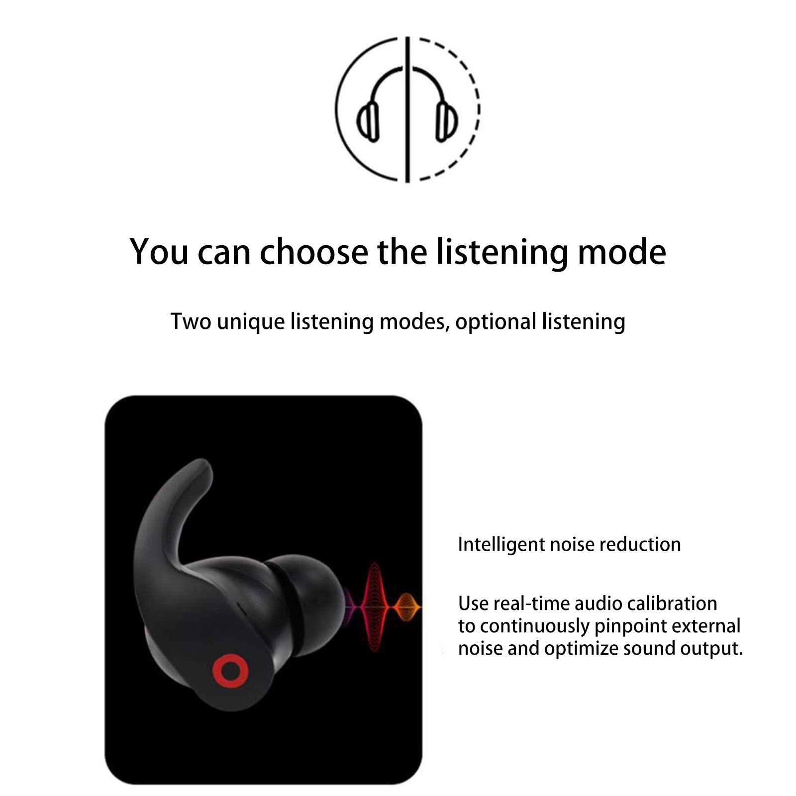 Wireless Bluetooth 5.2 Headphones,Wireless Earbuds Waterproof Low-Power Noise Cancellation Binaural Stereo HD Sound Quality for Daily Sport Workout Use