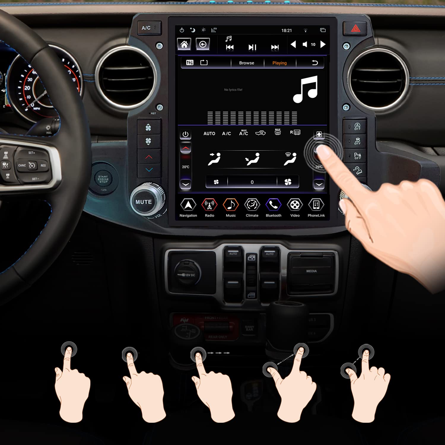 LINKSWELL Gen IV 12.1 Inch Touch Screen Car Stereo for Jeep Wrangler Gladiator Radio 2018 2019 2020 2021 Unit Multimedia Player Radio Screen Replacement GPS Navigation Android Tablet Auto