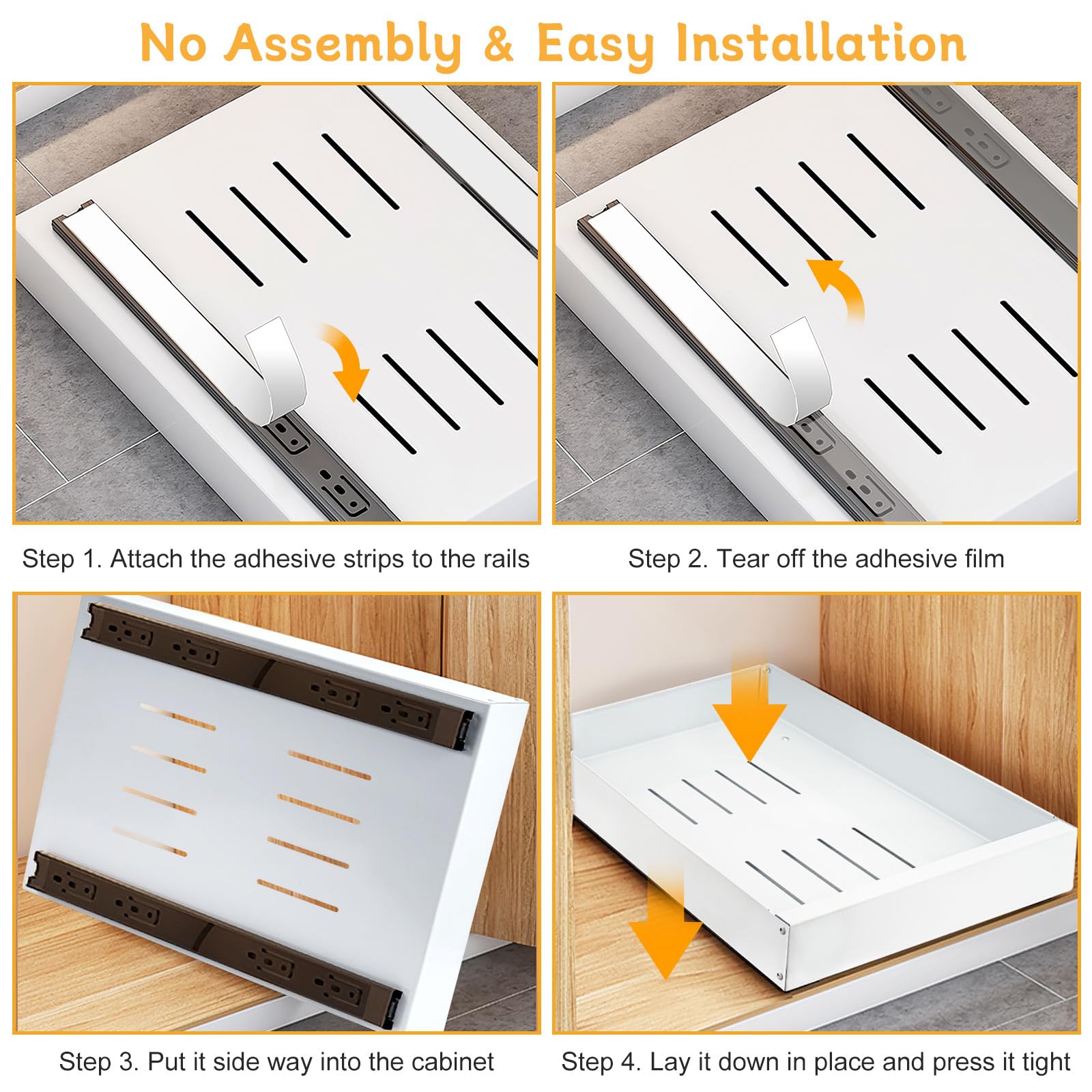 LINGSFIRE Pull Out Cabinet Organizer Heavy Duty Cabinet Pull Out Shelves Kitchen Cabinet Drawers Slide Out Pantry Shelves Multi-Purpose Pull-Out Home Organizers For Kitchen Bathroom (1 Pack)