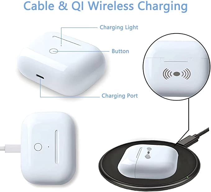 Wireless Charging Case Compatible with Airpods Pro,Airpods Pro Charging Case Replacement Only,Air pod Pro Charger Case with Bluetooth Pairing Sync Button,660 mAh Built-in Battery,No Air pods Pro M1