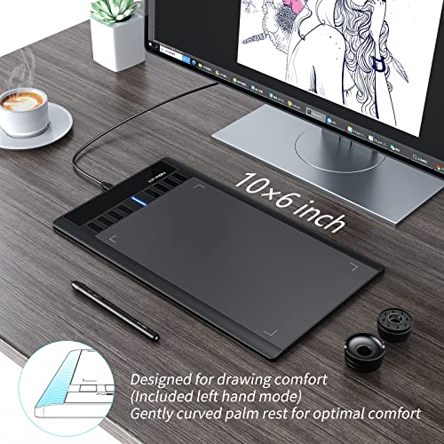 XPPen Star03 V2 Drawing Tablet Graphics Drawing Pen Tablet with 8192 Levels Pen Pressure Battery-Free Stylus Passive Pen Signature Board with 8 Hot Keys (Black)