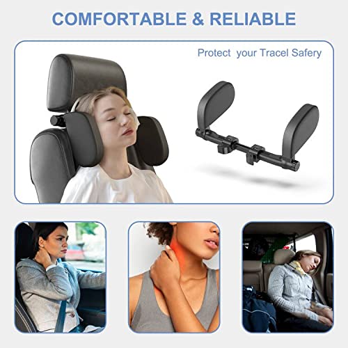 LATIT Car Seat Headrest Pillow, Premium Car Head Support, Detachable Head Neck Support Adjustable Travel Sleeping Cushion for Kids Adults - Black