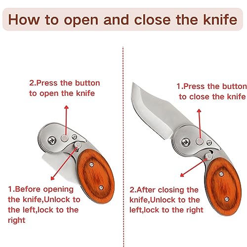 SWBIYING Pocket Knives & Folding Knives,Pocket Knives for Men with Clip,Tactical Knife with Wooden Handle,Edc Knife,Small Pocket Knife,Cool Gadgets for Hunting,Survival