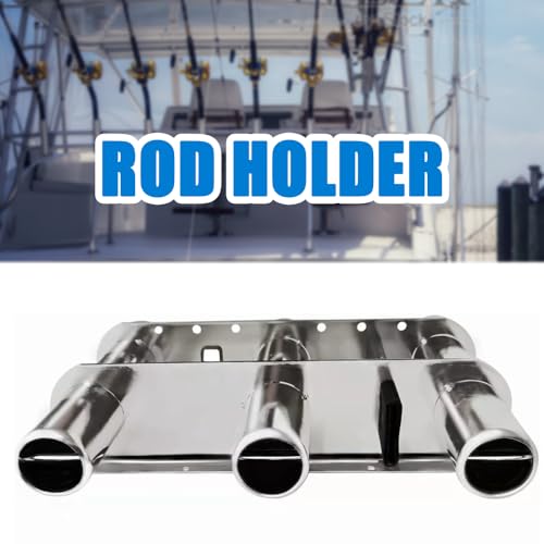 Mojiate Fishing Rod Holder Stainless Steel 3 Tubes Organizer Links Rack Rests Tackle (3)