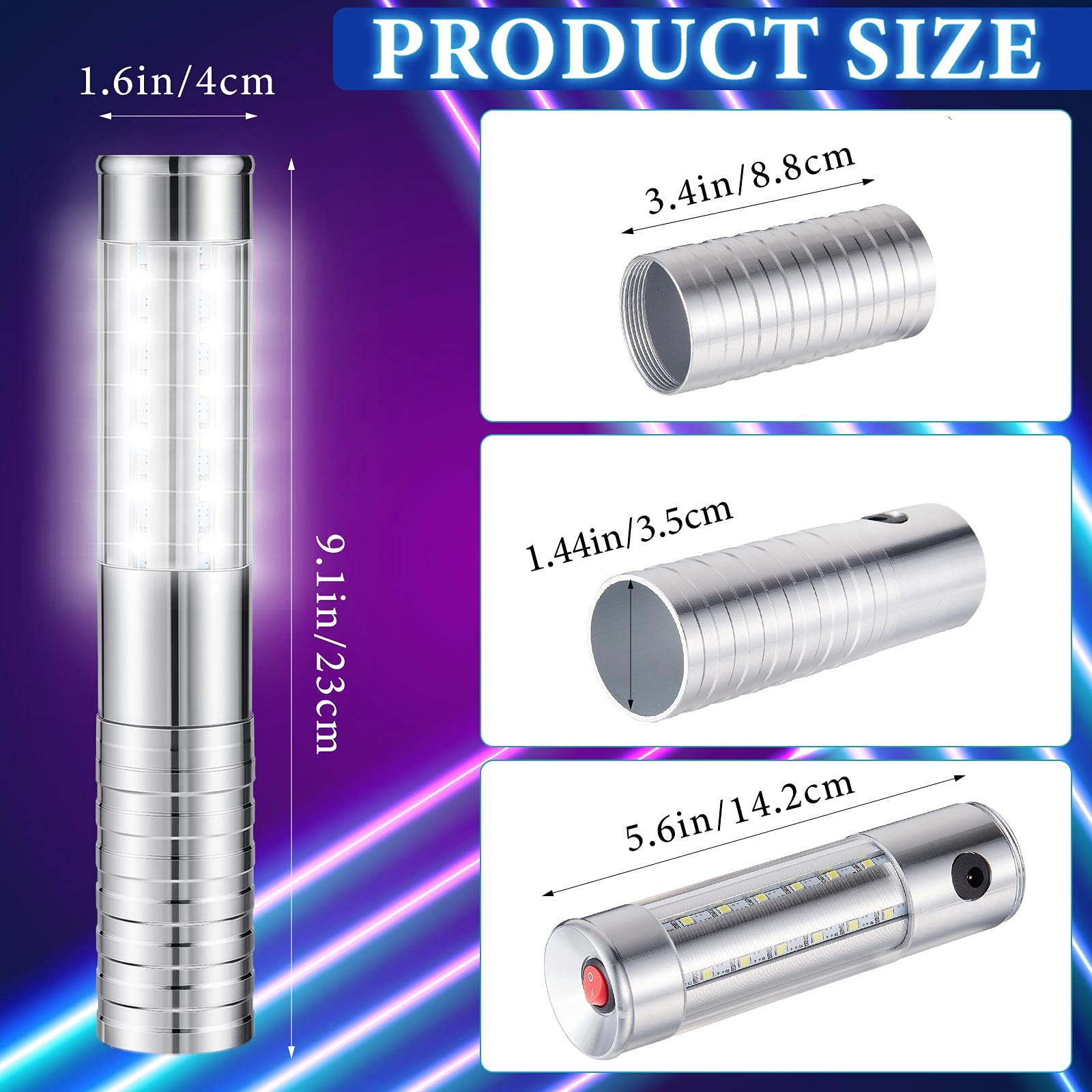 LED Strobe Baton Light LED Bottle Service Light Reusable LED Light Champagne Bottle Handheld Light for Party Concert Event Outdoor (Gold Silver)