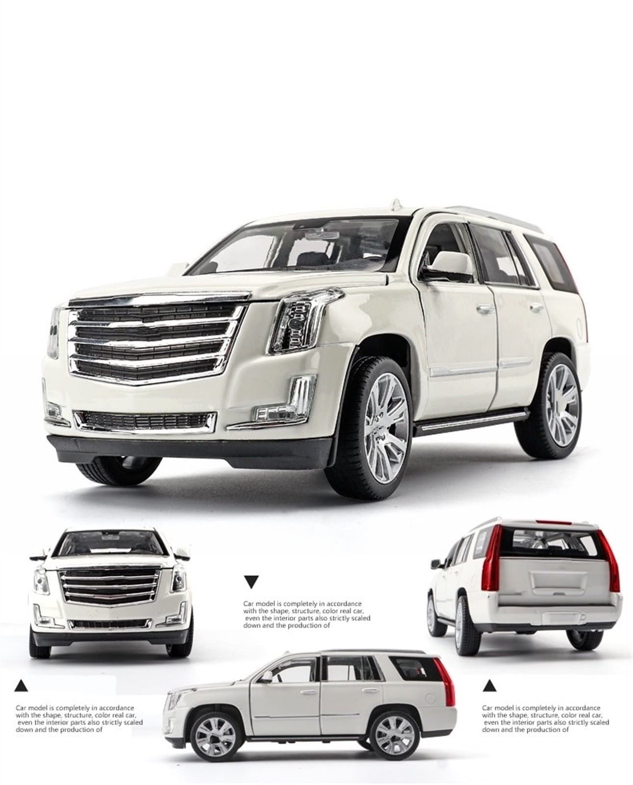 QTSM Die-Casting 1:27 2017 for Cadillac for Escalade Car Alloy Car Model Simulation Car Gift Toy Die Casting Model Boy Toy (Color : White)