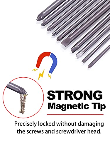 Rocaris 10pcs 1/4 Inch Hex Shank Long Magnetic Screwdriver Bits Set 4 in Power Tools (Slotted+Cross Head)