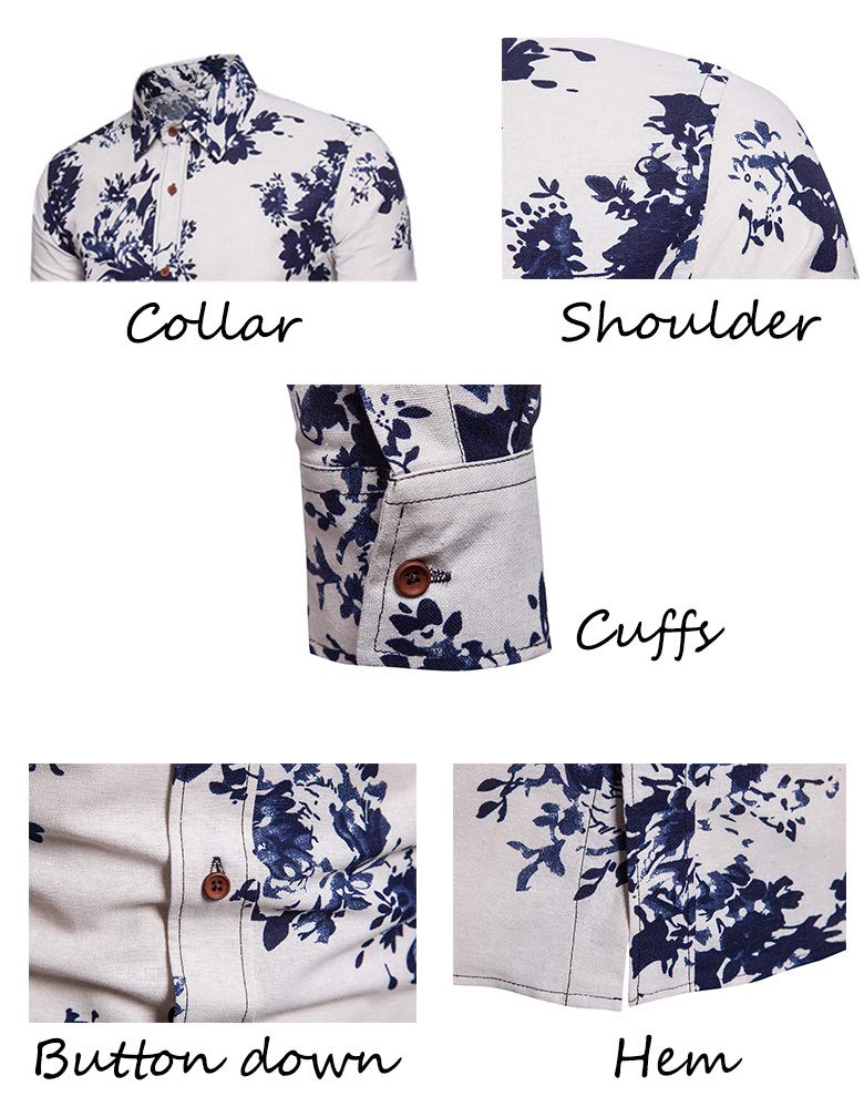 Lavnis Men's 2 Piece Tracksuit Floral Shirt and Pants Suits Button Down Hawaiian Outfitts A027 L