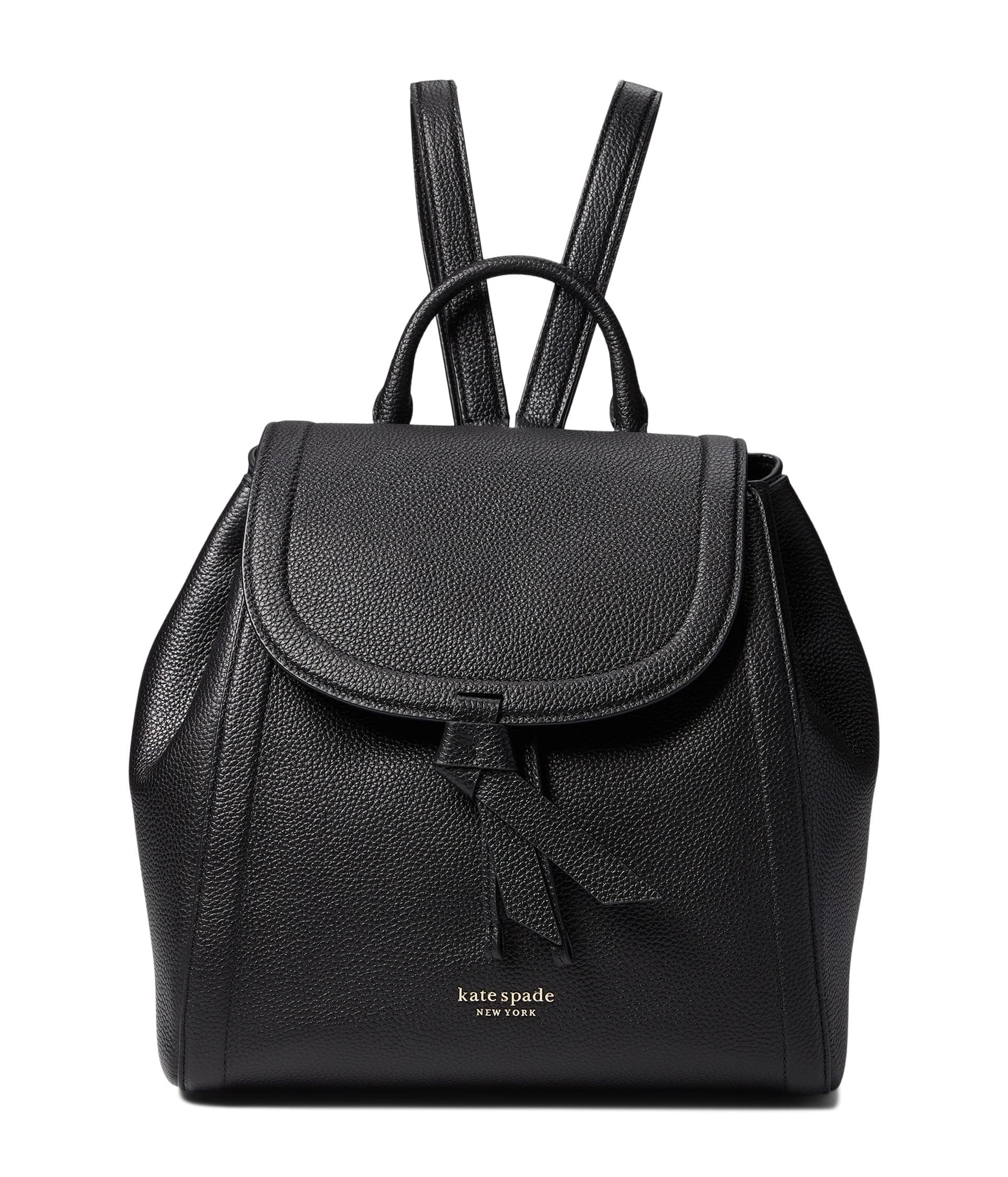 Kate Spade New York Knott Pebbled Leather Medium Flap Backpack Black One Size