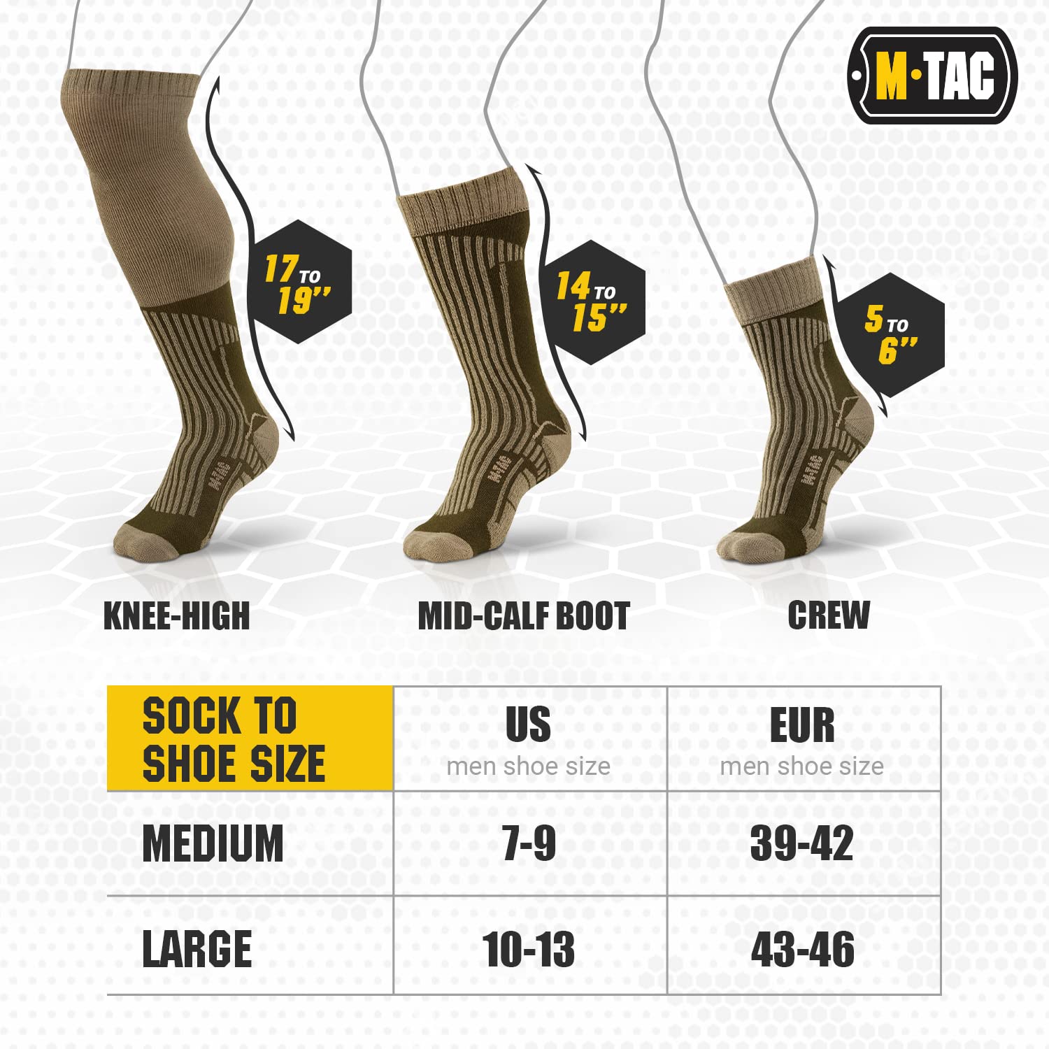 M-Tac Knee High Tactical Socks 2 Pack - Military Lightweight Coolmax Moisture Wicking Army Combat Socks (OCP, L)