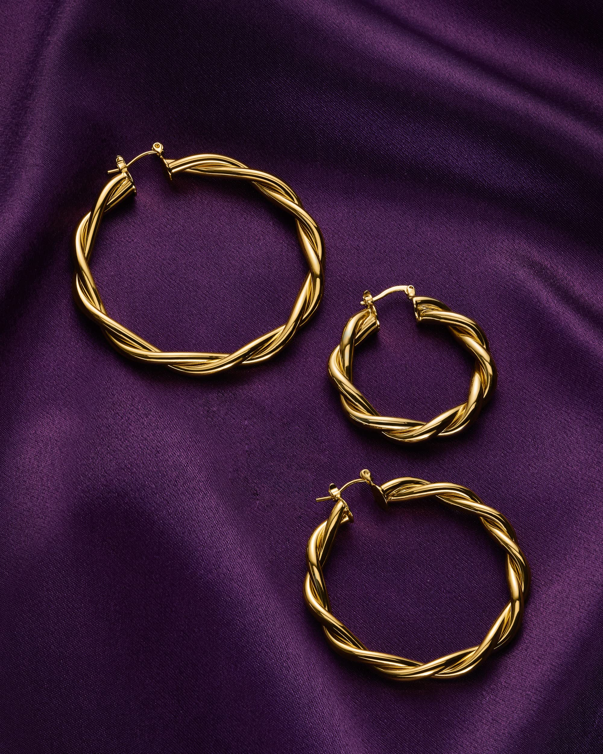 Milla Gold Twist Earrings - Thick Silver Hoop Earrings for Women - Big Chunky 14K Gold Statement Earrings (40 mm - 1.6 in)