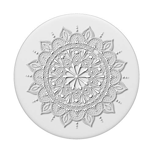 White Henna Mandala Floral Lace Phone Popper PopSockets Swappable PopGrip