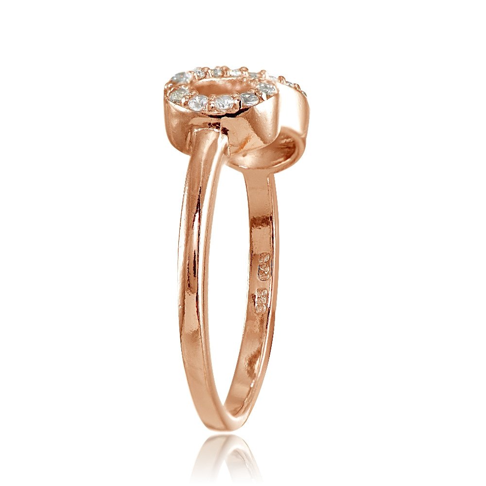 Hoops & Loops Rose Gold Flashed Sterling Silver Cubic Zirconia Infinity Ring, Size 7
