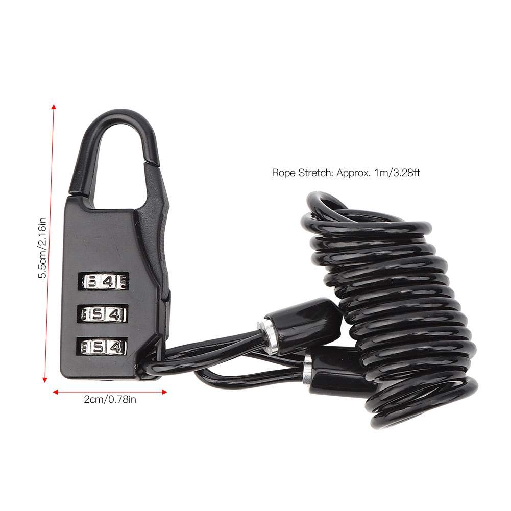 Keenso Portable Mini Bike Lock Heavy Duty Anti Theft Locks Motorcycle Bike Steel Wire Three Digit Password Lock Ride Other