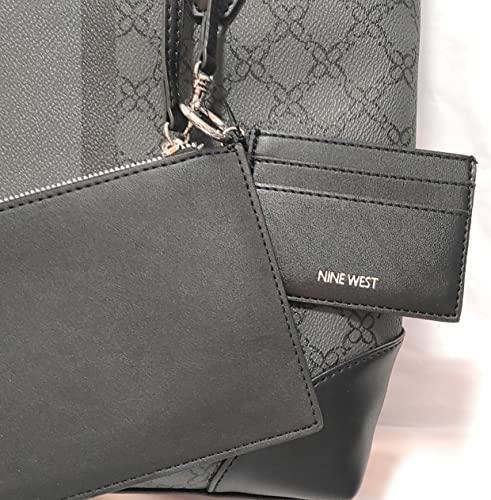 Nine West Acacia Jet Black Satchel with Removable Wristlet and Removable Card Case