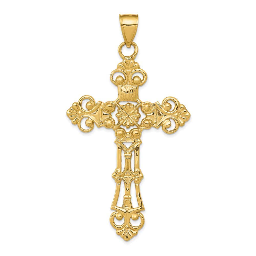 Jay Seiler 14k Fleur De Lis Large Cross Pendant, 14 kt Yellow Gold