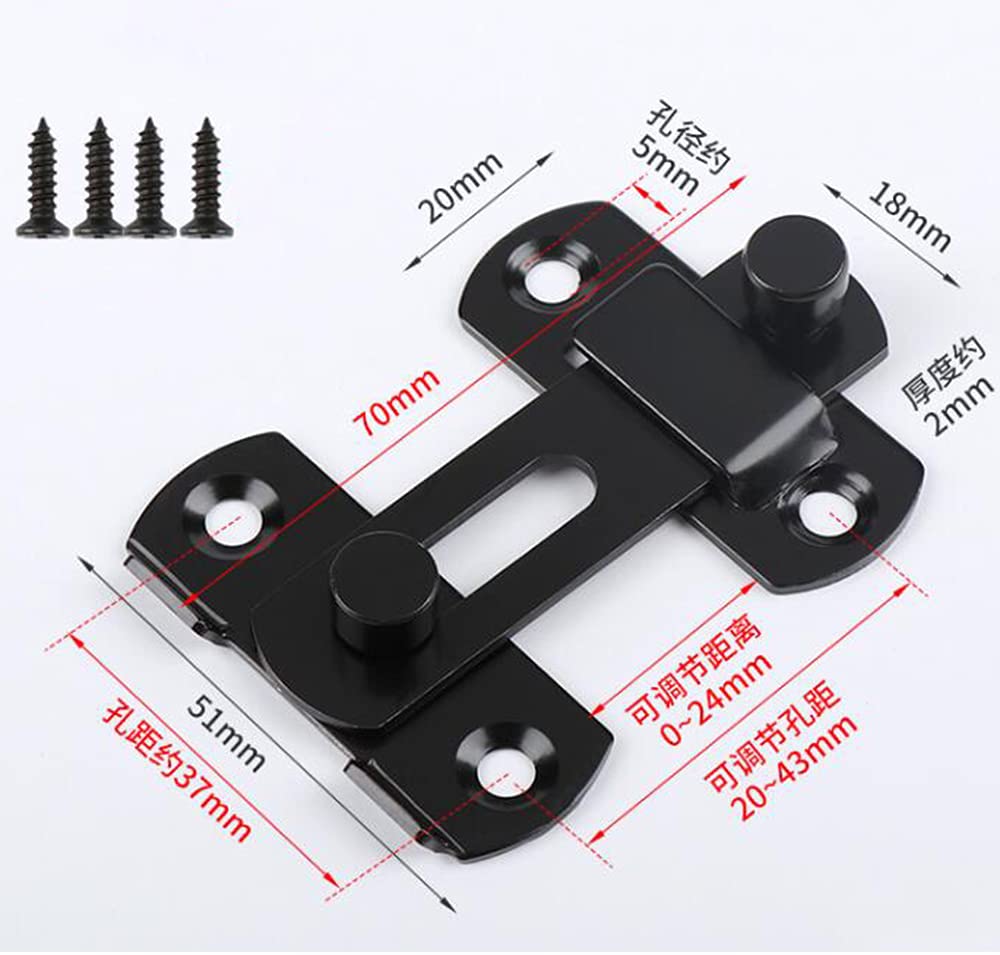 KAFENDA 2 Pack Small Stainless Steel Door Lock Flip Lock Safety Door Bolt Lock, Door Holder Latch (Black)