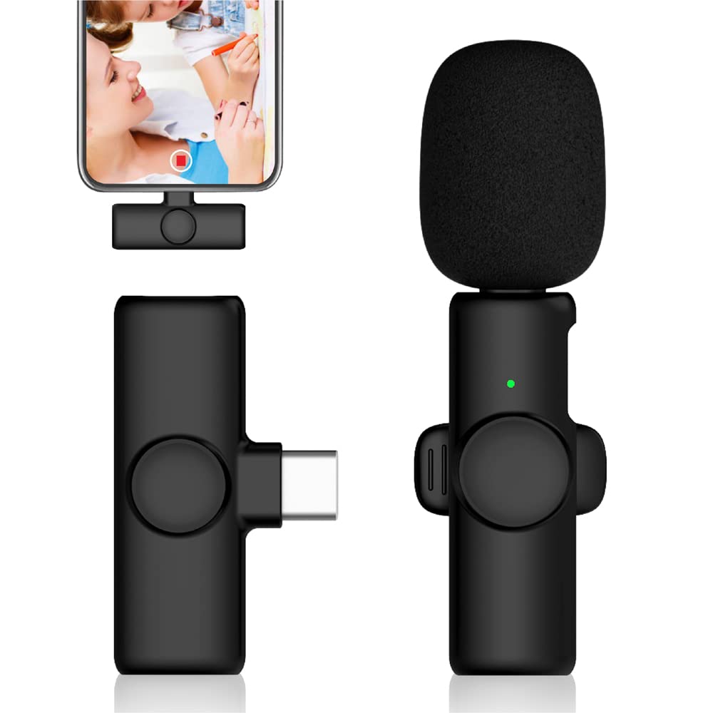 Mayvilife Wireless Lavalier Microphone Compatible with USB-C Smart Phone Video Recording, Wireless Clip Mic for TikTok YouTube Live Stream Vlog