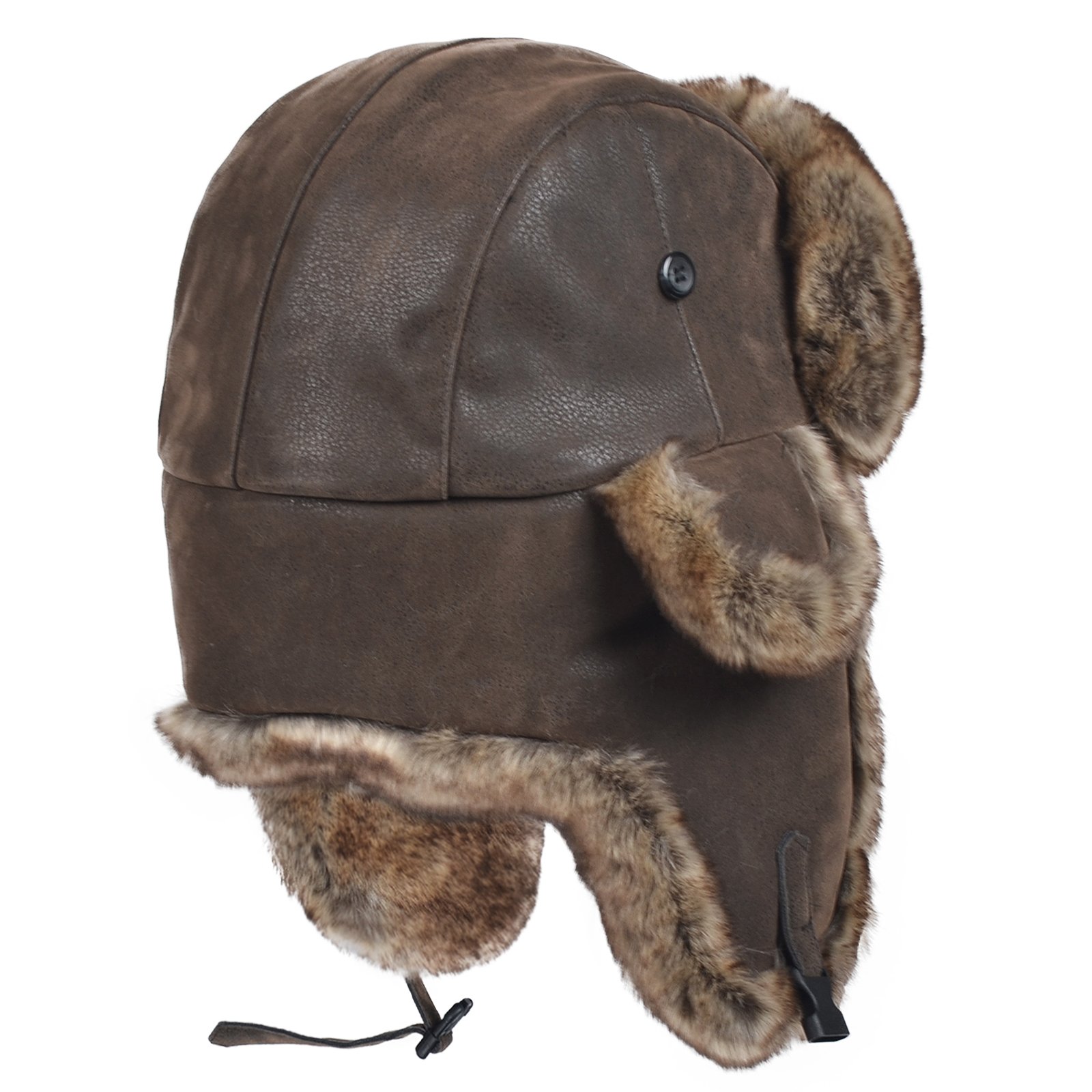 Janey&Rubbins Cold Weather Winter Gear Russian Ushanka Cossack Trooper Hat Trapper Hunter Headwear Pilot Aviator Cap (R, Brown, M)