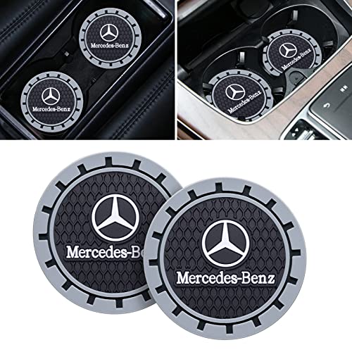 Tinemin Car Cup Coaster, 2PCS Universal Non-Slip Cup Holders, Compatible with Mercedes Benz Series Car Cup Holder Coasters,Car Drink Coaster Holder Accessory, Black