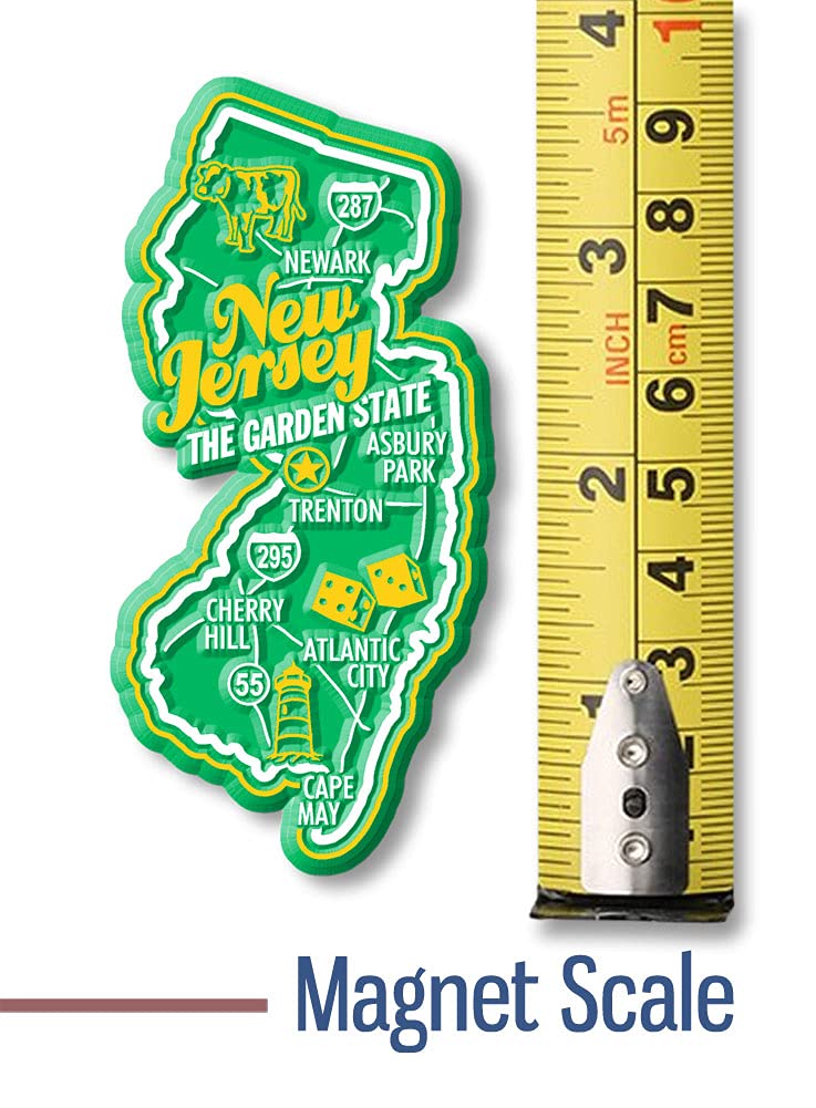 New Jersey Premium State Magnet by Classic Magnets, 1.6" x 3.5", Collectible Souvenirs Made in The USA